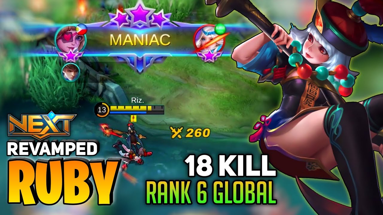 MANIAC! 18 Kill, Ruby nonstop Roaming and ganking [Top Global Ruby] By Riz. - Mobile Legends ...