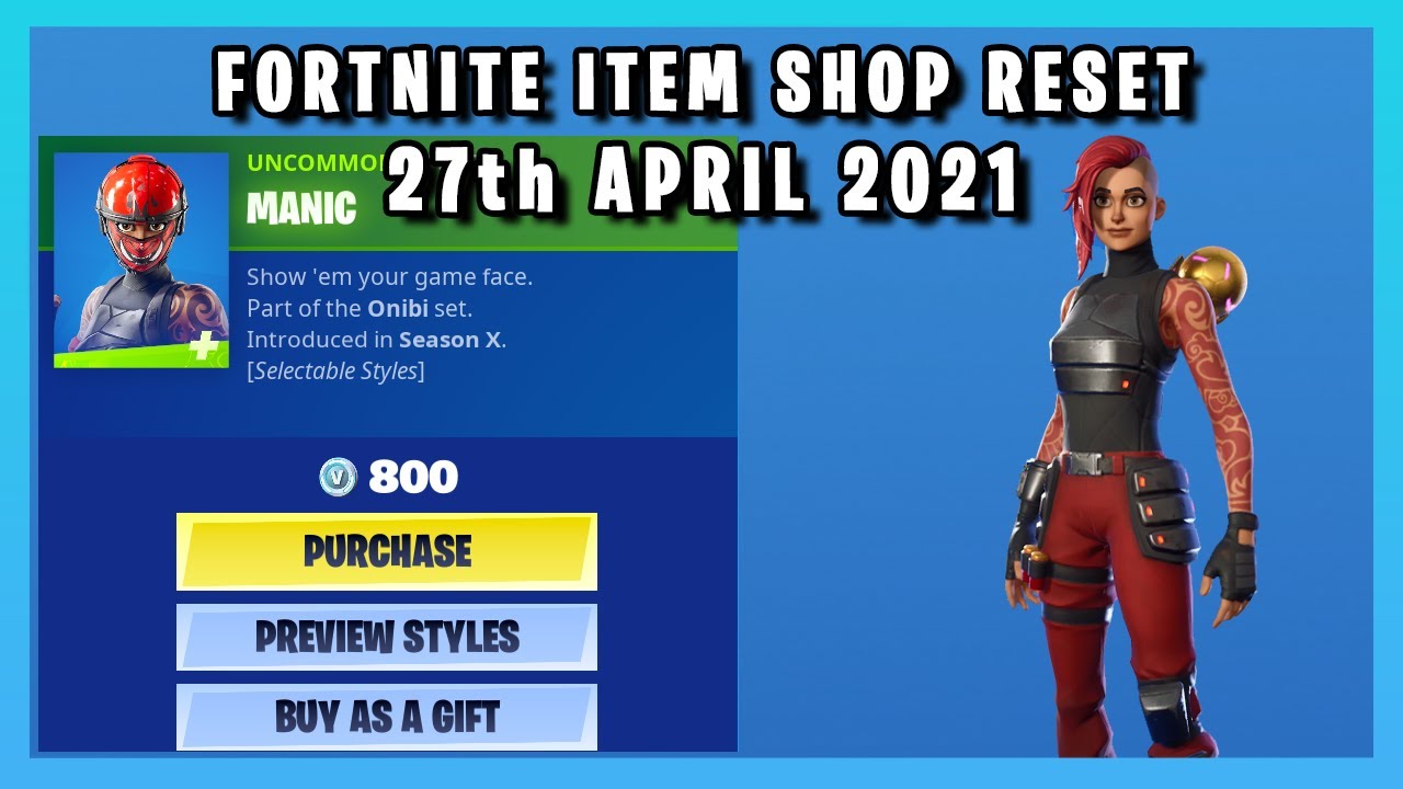 *NEW* MANIC EDIT STYLES! (Fortnite Item Shop Reset 27th April 2021 ...
