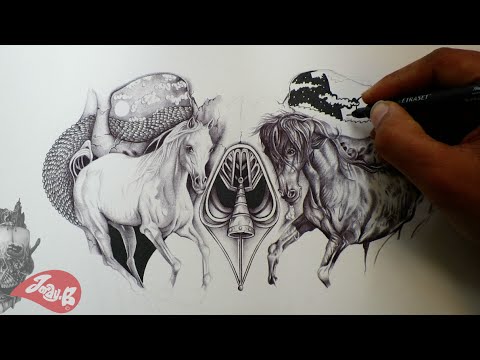 SKULL DESIGN !!! ballpoint pen drawing - Part.1 - New Logo - YouTube