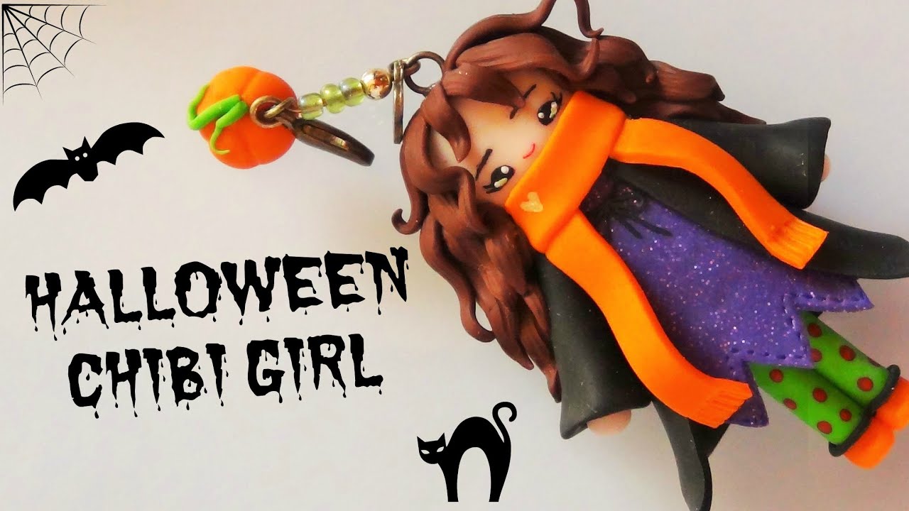 Halloween Chibi Girl Polymer Clay Tutorial - YouTube