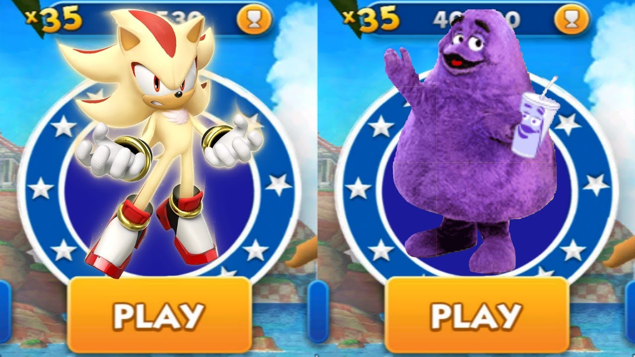 Sonic Dash vs Grimace Shake Meme Run - Super Shadow vs All Bosses Zazz ...