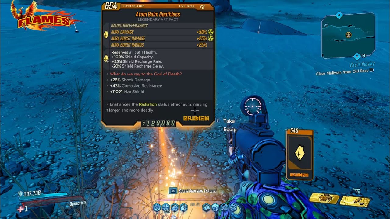 Borderlands 3 Artifact Atom Balm Deathless level 72 (Phoenix) - YouTube