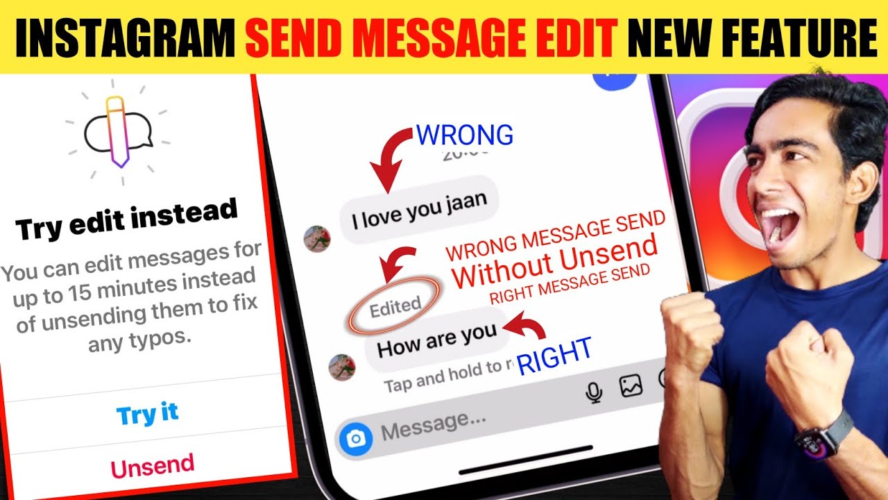 Instagram Send Message Edit New Feature | Instagram Wrong Message Send ...