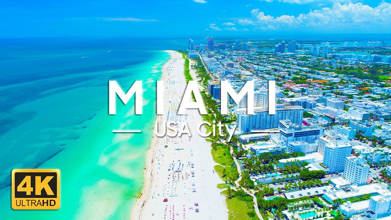 FLYING OVER MIAMI 4K Video UHD - Relaxing Music With Amazing Beautiful ...