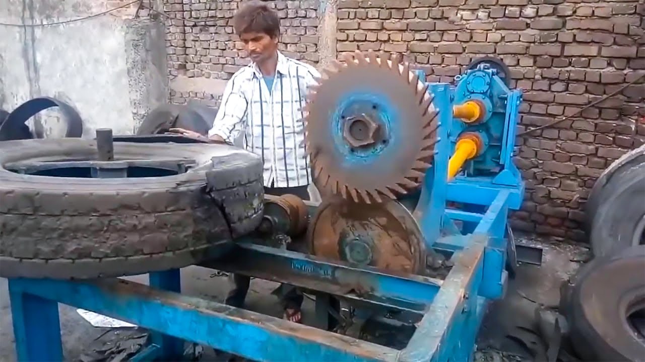 Amazing Tyre Cutting Skills of The Mechanic and Tyre Cutter Machines ...