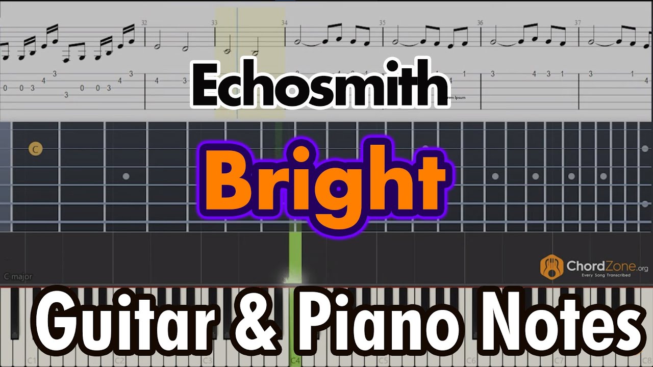 Bright | Echosmith Guitar Tabs and Piano Notes - Easy Lesson - YouTube