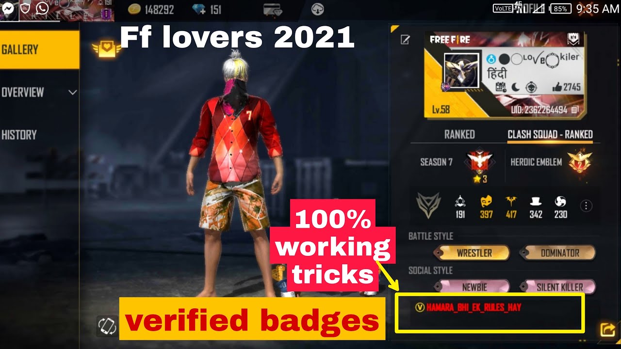 How to verified badges in Ff account | Ff I'd red color text kaise add ...