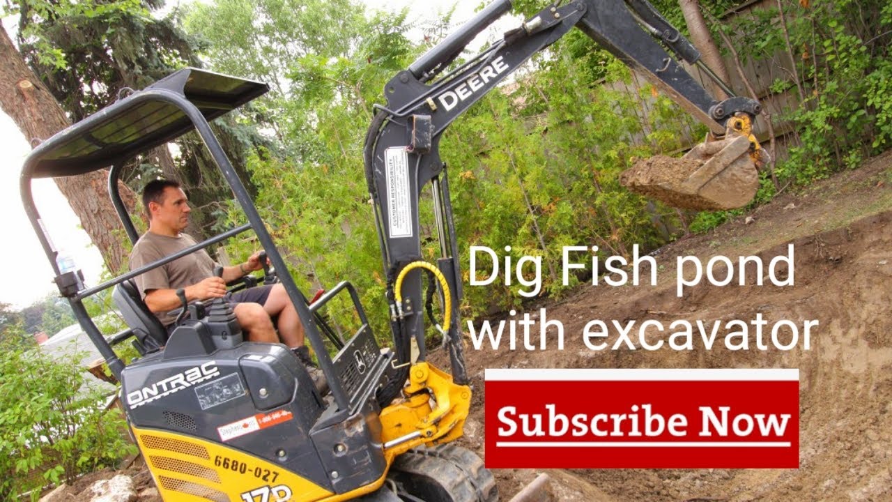 Dig fish pond wth mini excavator - YouTube