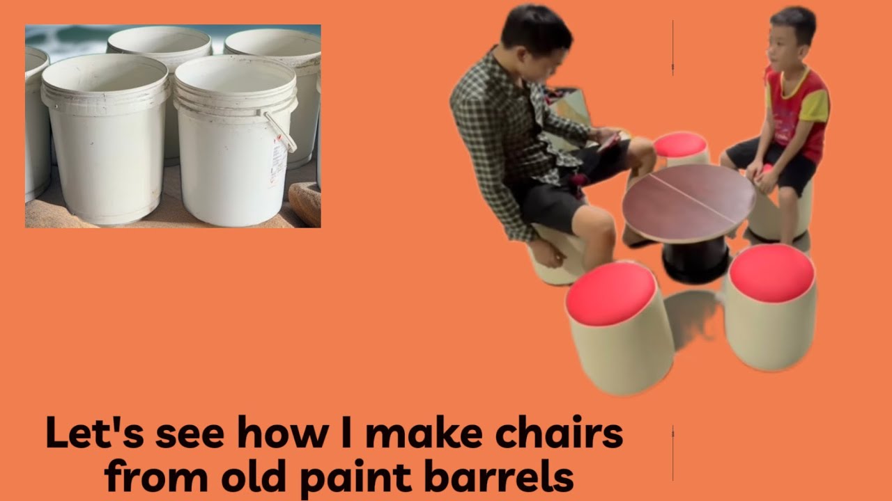 Make a table and chairs out of old paint cans - YouTube