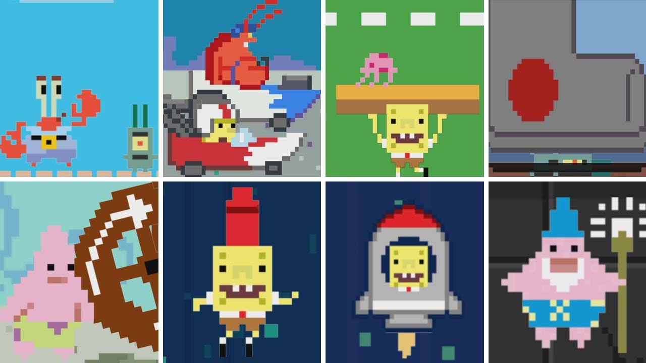 SpongeBob SquigglePants (Wii) - All 8-Bit Minigames - YouTube