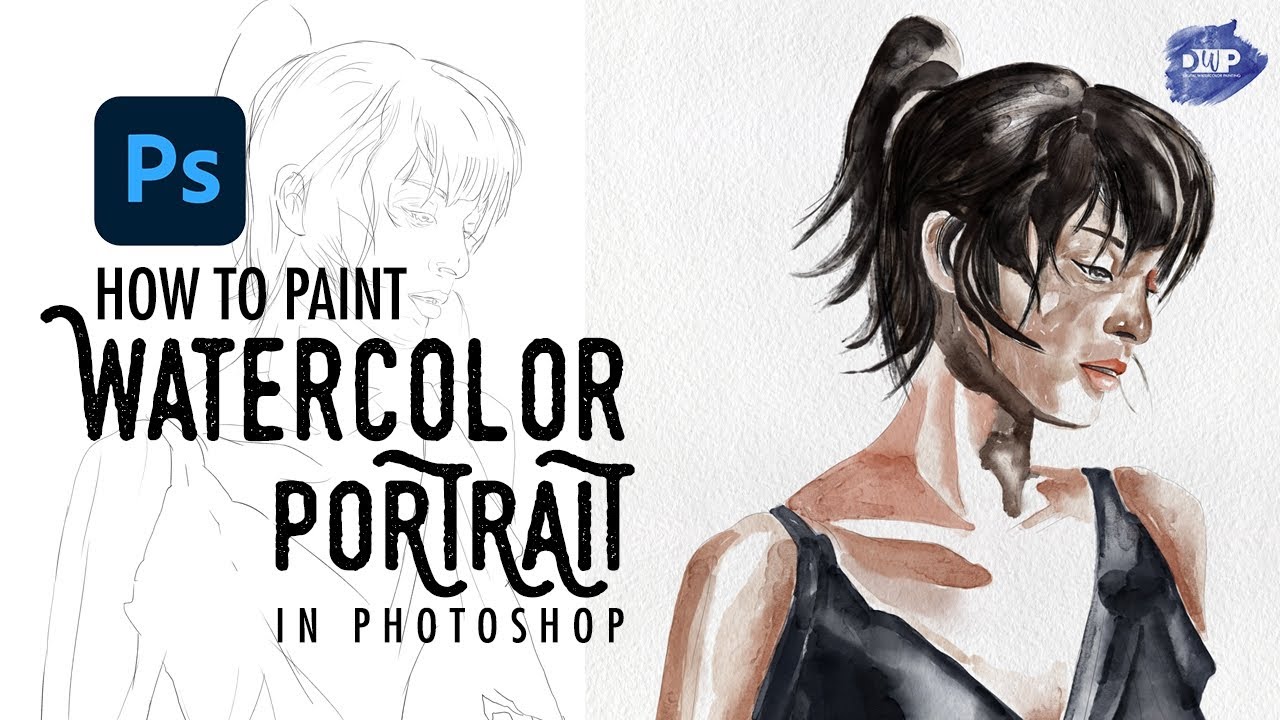 How to Paint Watercolor Portrait in Photoshop | watercolor Tutorial for ...