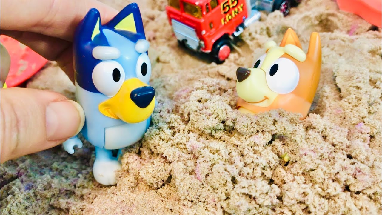 BLUEY Toys Play In Sandbox and Fisher Price Playground Fun! - YouTube