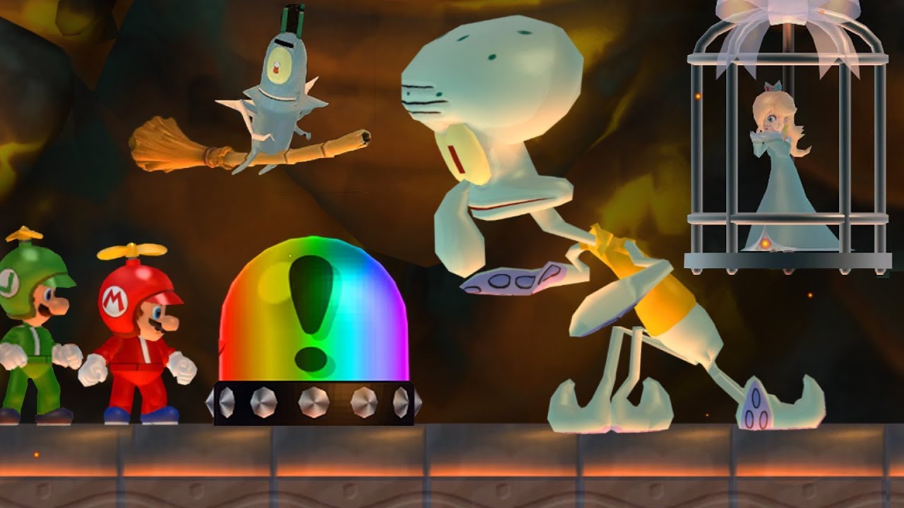 Evil Squidward Boss Fight in New Super Mario Bros. Wii - YouTube