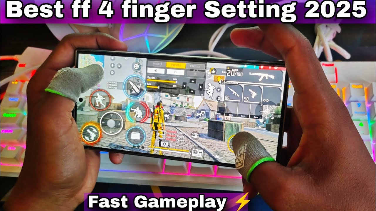 World Best 4 Finger Settings Free fire ⚙️ | Ff 4 Finger Coustom Hud # ...