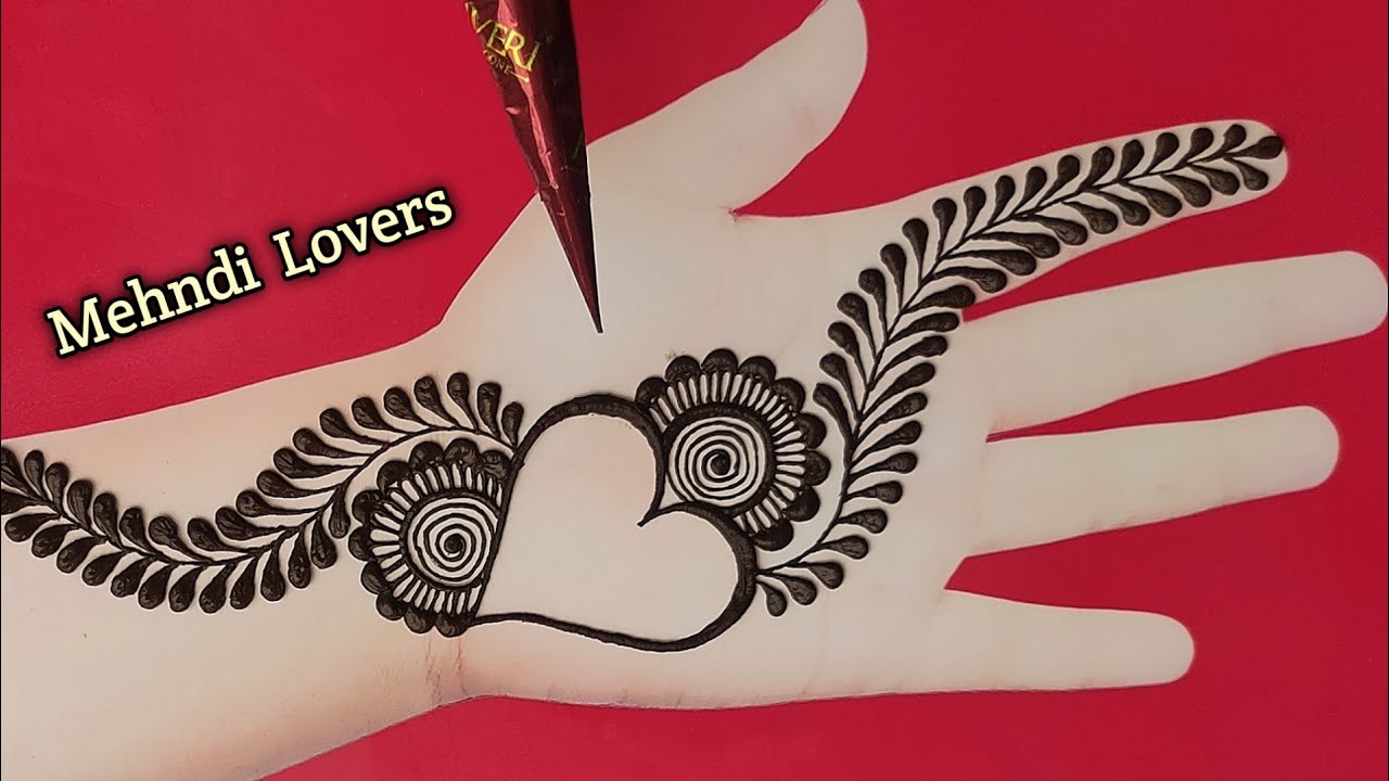 beautiful heartshape mehndi design-simple front hand heart mehndi ...
