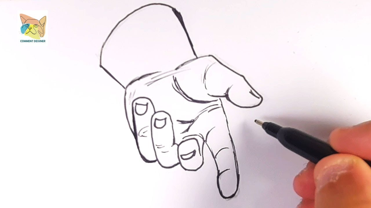 comment dessiner une main tendue ouverte - YouTube