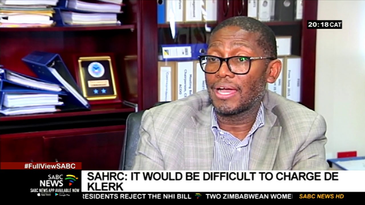 SAHRC says it would be difficult to charge De Klerk - YouTube