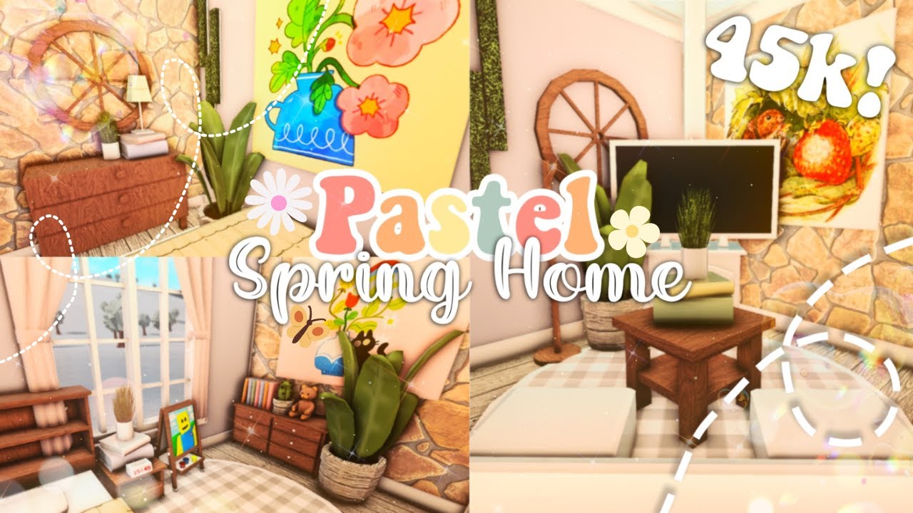 Pastel Spring One Story Home I No Gamepass I Bloxburg Speedbuild and ...