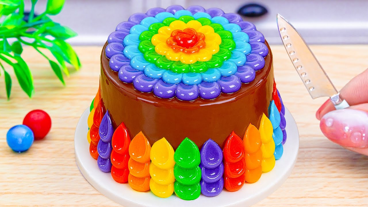 Mini Rainbow Fllower Cake Recipe With Chocolate🌈Rainbow Chocolate Cake ...