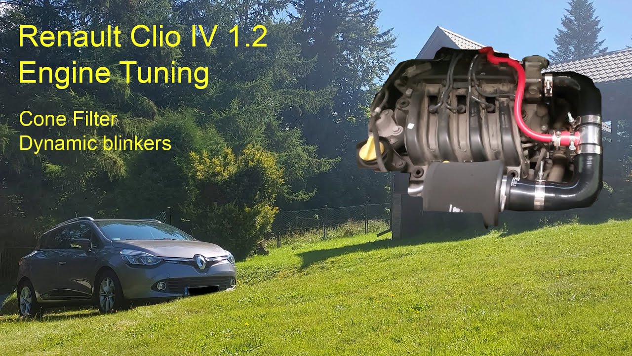 Renault Clio IV 1.2 16V Tuning Cone Filter and Dynamic Blinkers - YouTube