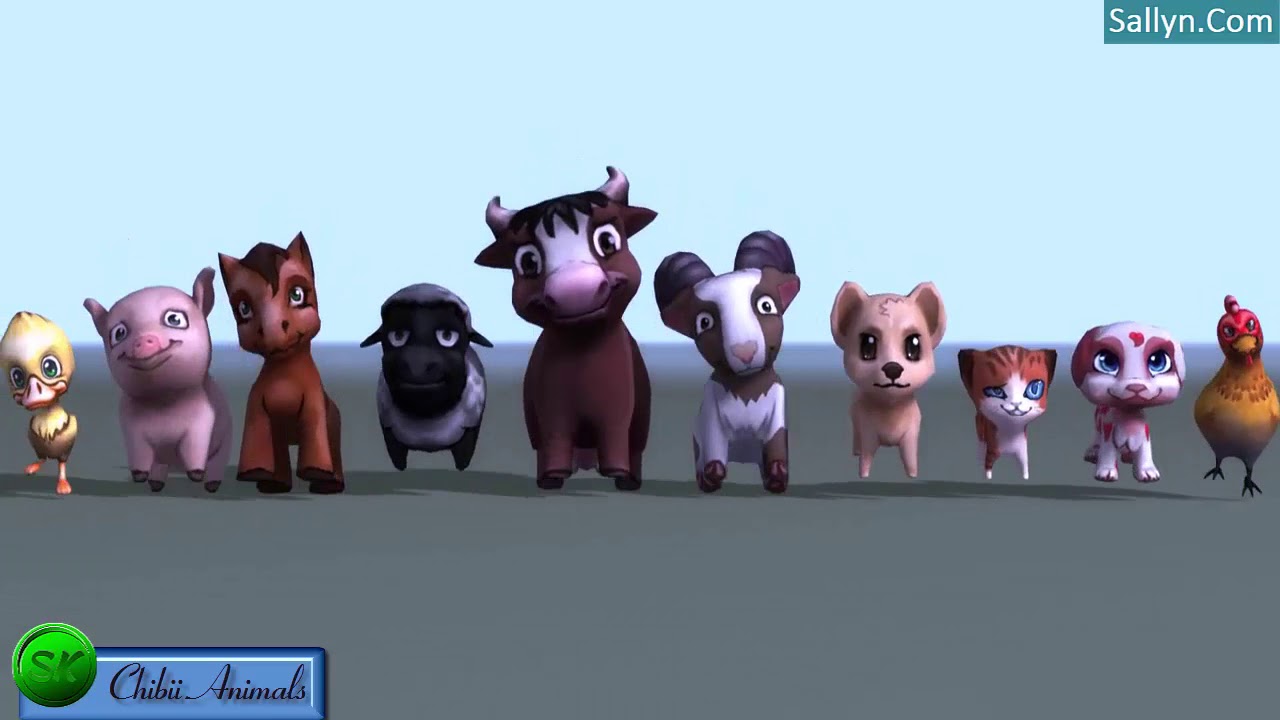 Chibii Animals: cow, pony, dog, cat, goat, sheep, pig, puppy, chicken ...