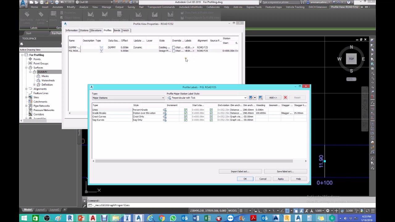 LESSON 32 CIVIL 3D - PROFILE LABEL SETTINGS - YouTube