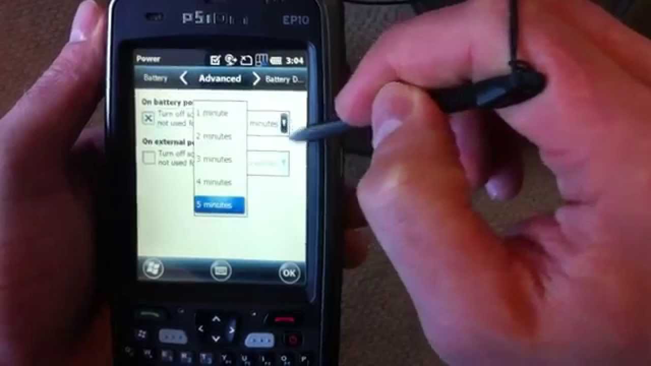 Psion EP10 - How to setup the power standby settings - YouTube