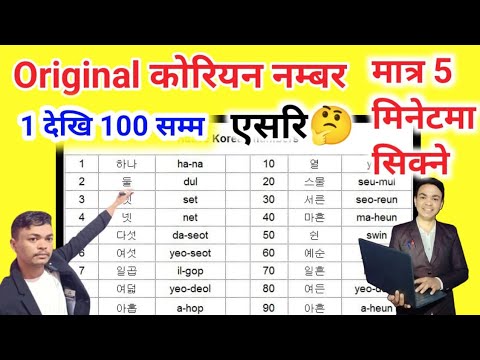 Part-15 Korean Numbers|| Native Korean numbers in nepali 1- 100 || KMC ...