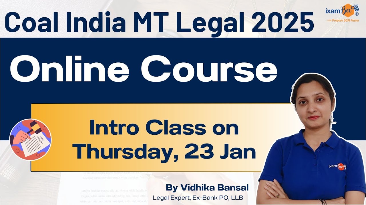 Coal India MT Legal - Online Course - Intro Class on Thursday, 23 Jan || By Vidhika Mam - YouTube