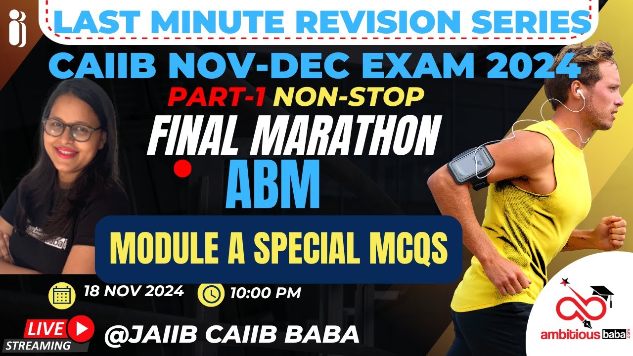 CAIIB ABM MARATHON CLASS || MODULE A SPECIAL MCQS || IMPORTANT QUESTIONS || AMBITIOUSBABA - YouTube