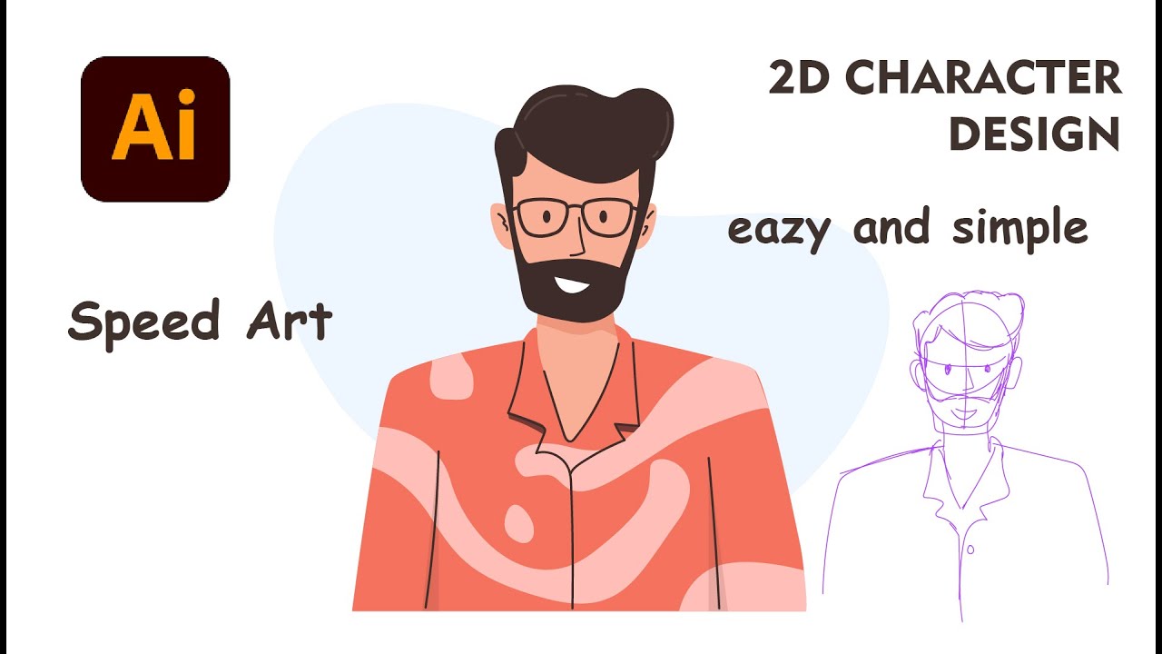 Speed art - Simple 2D Character design Speed Art | Adobe illustrator ...