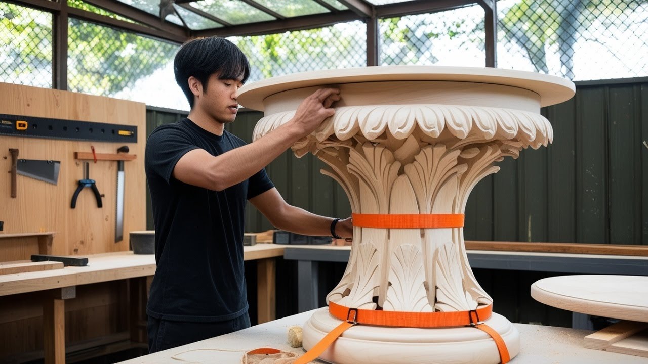 Unveiling Craftsmanship: Elegant Single-Pedestal Round Table Build ...