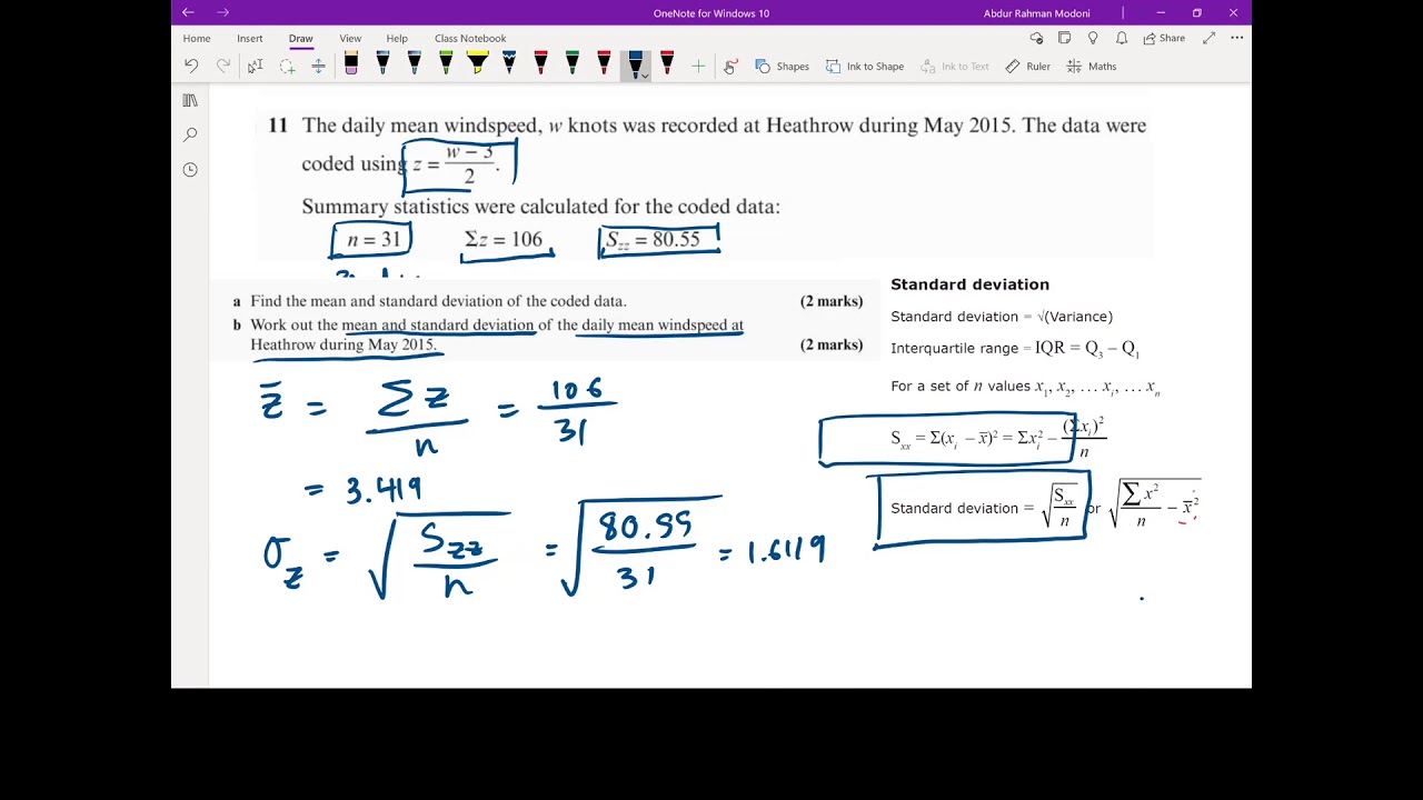 Stats 1 Ch2 Measure of Location and Spread Coding with Mean and ...