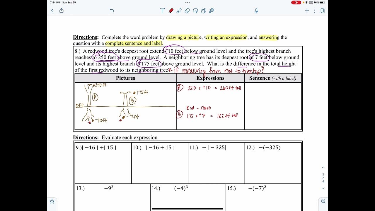 Unit 1 Integers Study Guide Problems 1-17 - YouTube