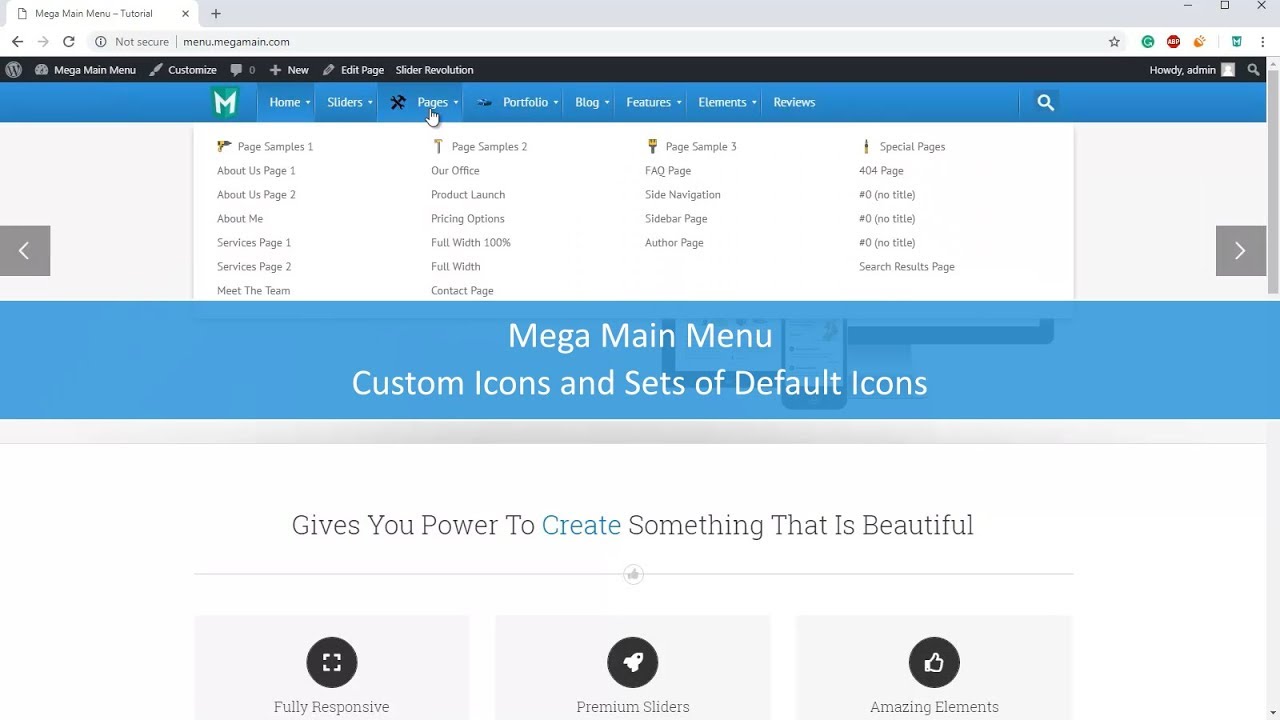 Custom Icons in Mega Main Menu plugin for WordPress - YouTube