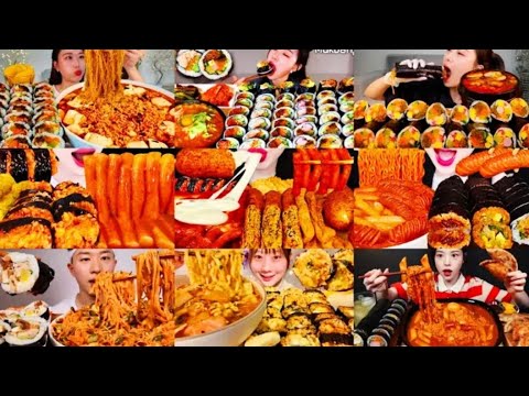 ULTIMATE KOREAN FOOD MUKBANG COMPILATION 💯 DELICIOUS SATISFYING ASMR KIMBAB TTEOKBBOKI NOODLES 