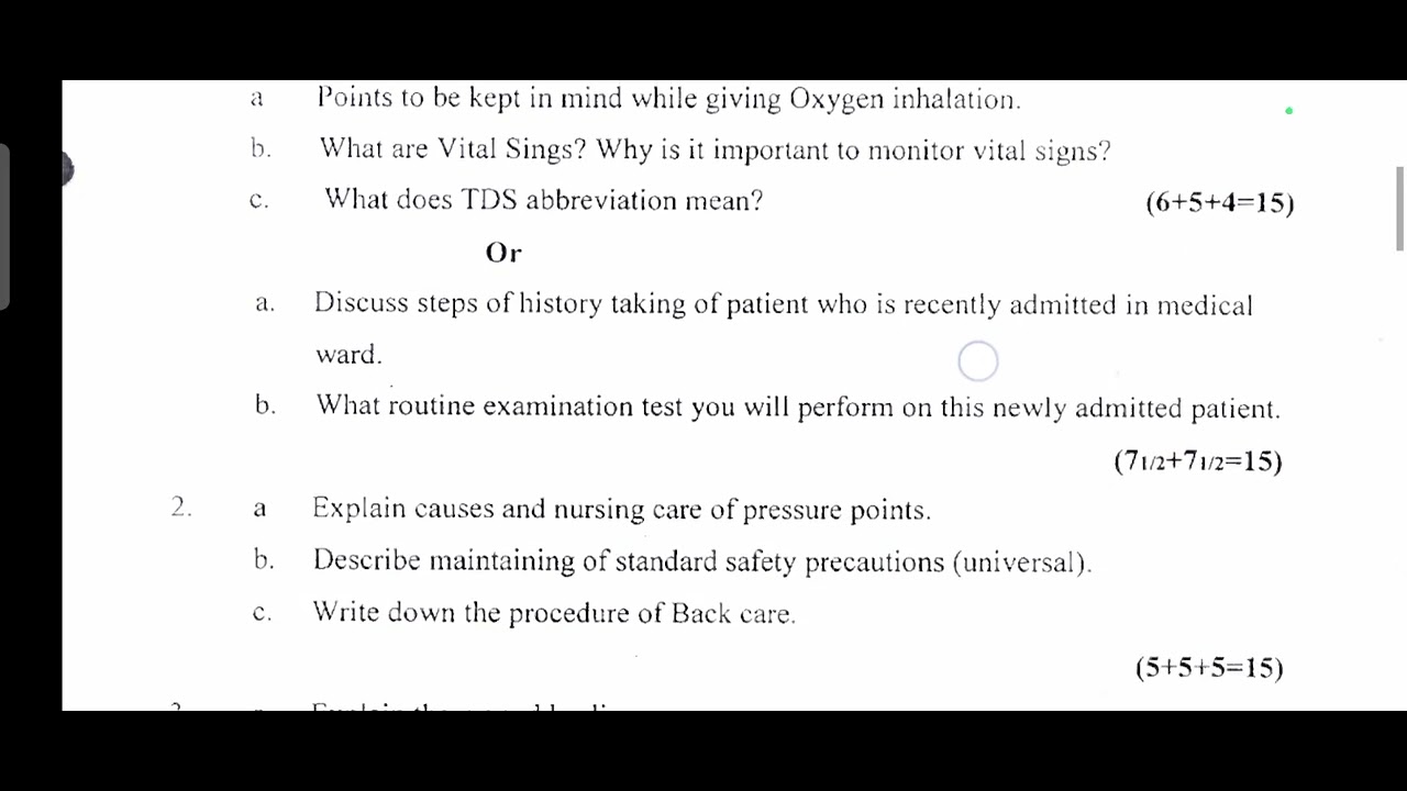 Nursing Foundation Question Paper for B.SC Nursing 1st year - YouTube