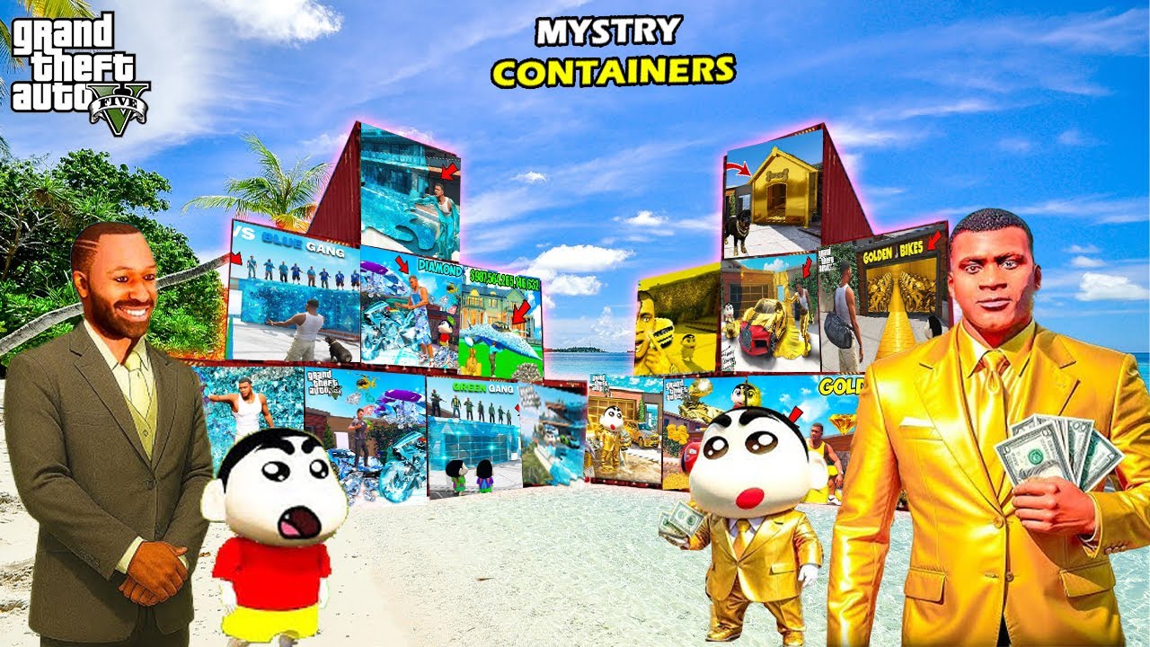 Franklin and Shinchan Open All GOLD Vs DIAMOND Mystery Containers ...