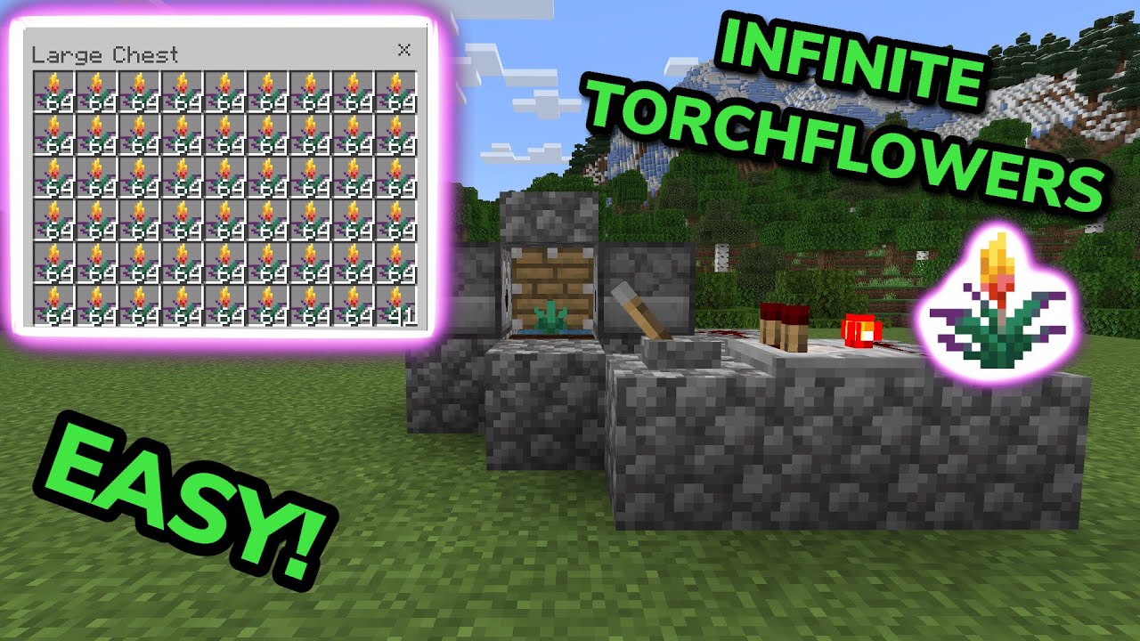SIMPLE 1.21 AUTOMATIC TORCHFLOWER FARM TUTORIAL in Minecraft Bedrock ...
