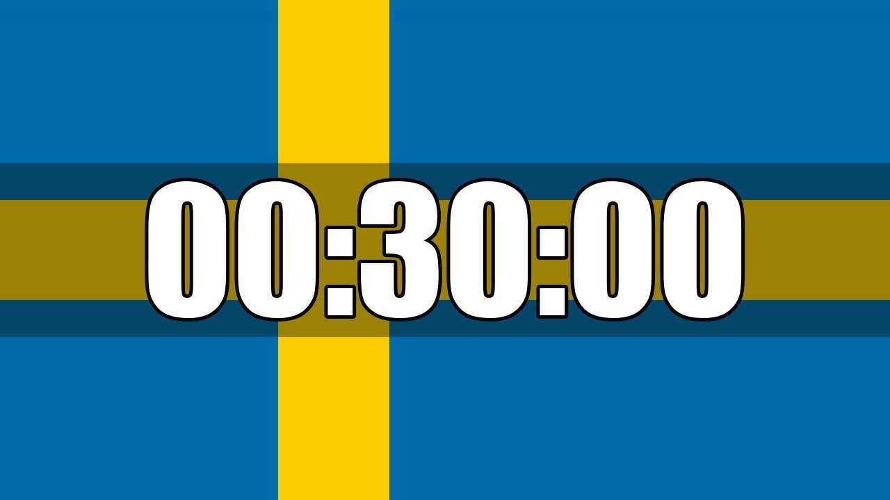 30 Minutes Countdown Timer Curated on Sweden Flag Ultra Focus In HD Tik ...