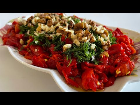 5 DAKİKADA KAHVALTILIK KÖZ BİBER SALATASI🔝👌AŞIRI LEZZETLİ 😋Meze Tarifleri