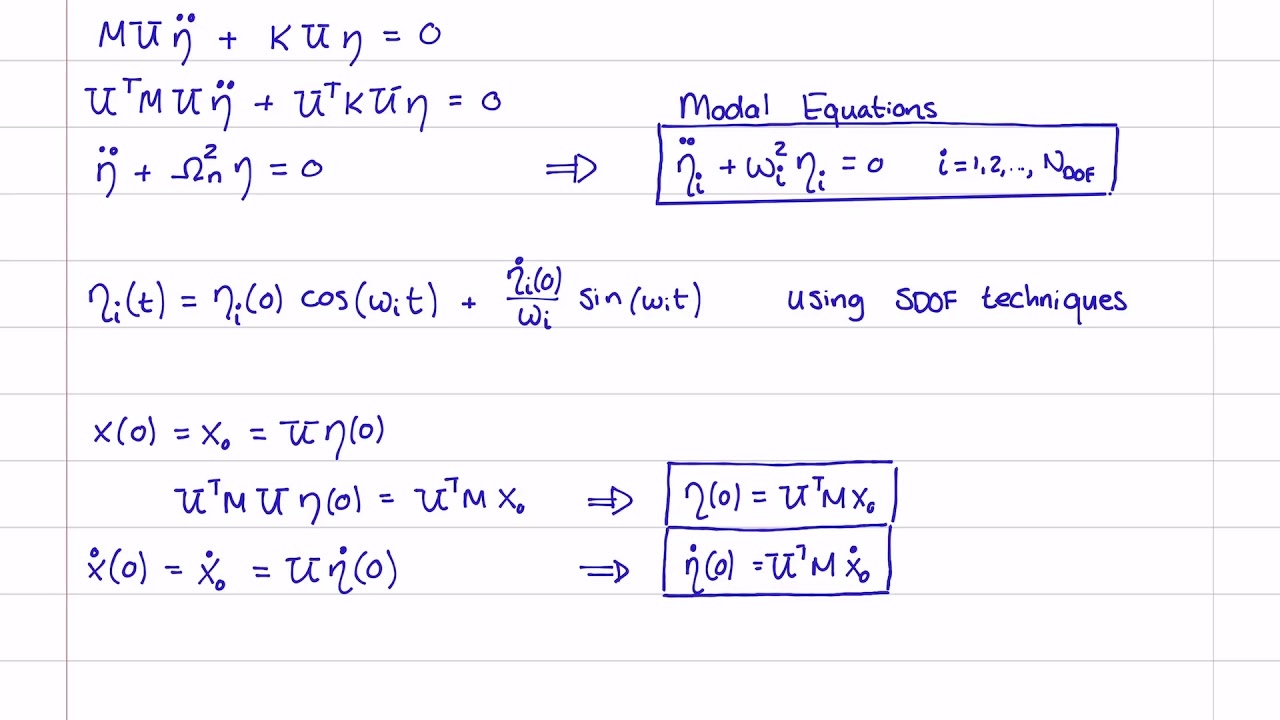 Mechanical Vibrations 40 - Modal Analysis 2 - Free Vibrations - YouTube