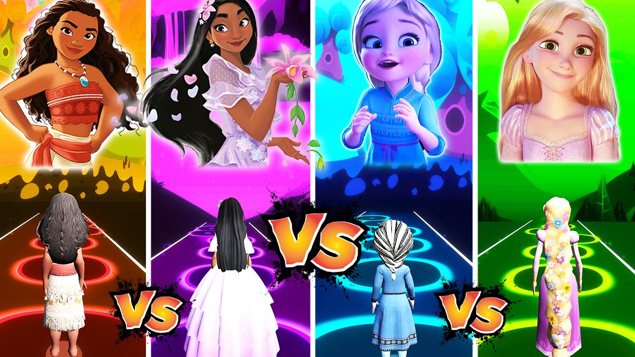 Moana Vs Encanto Isabela Vs Baby Elsa Vs Tangled - Tiles Hop! - YouTube