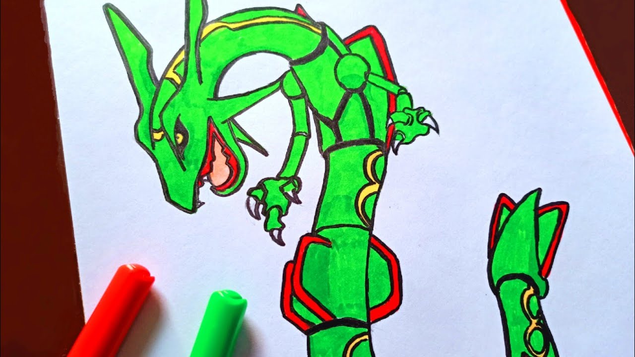 Draw rayquaza/Pokemon/easy draw - YouTube