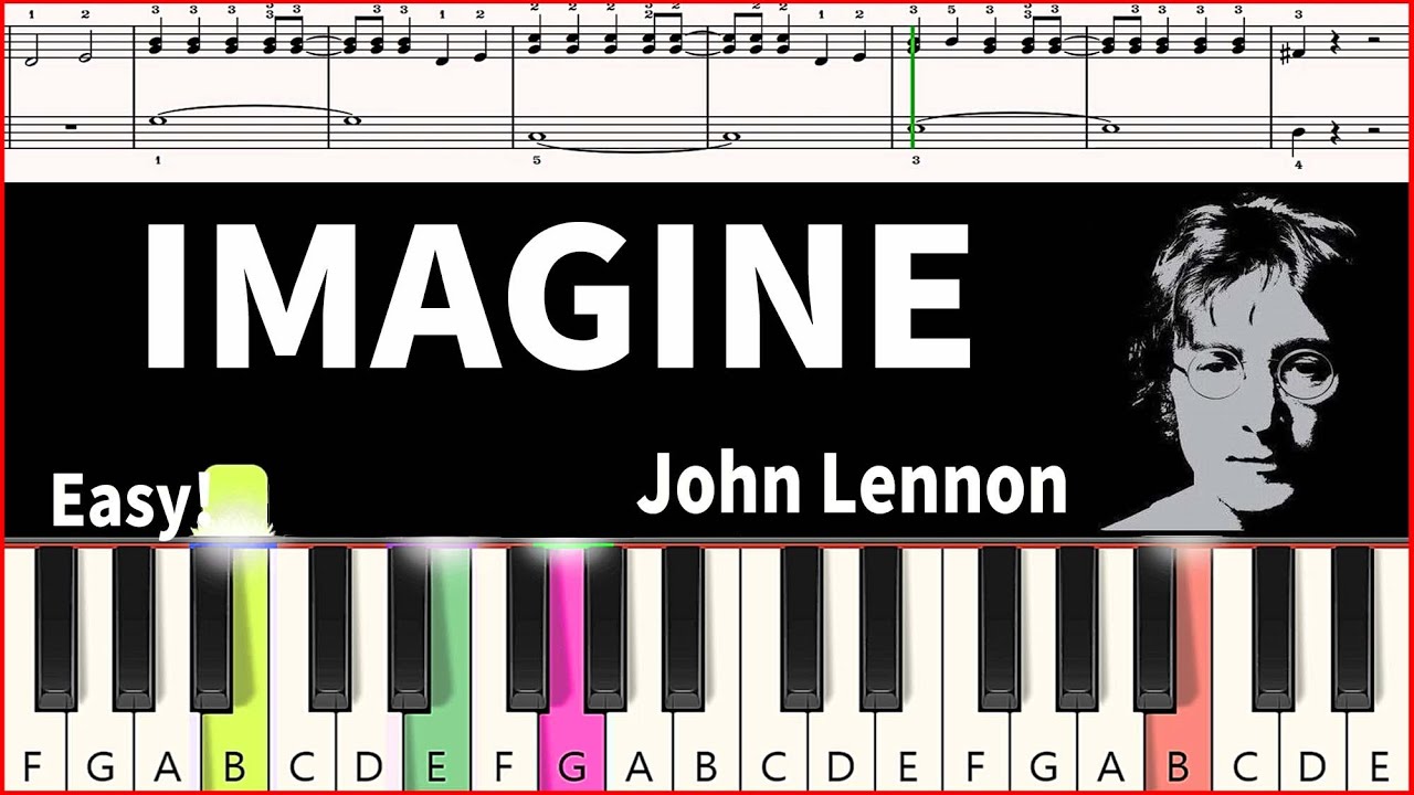 Imagine John Lennon Easy Piano Tutorial with Fingering - YouTube