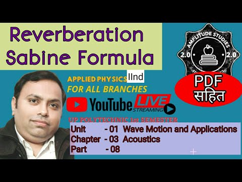 Reverberation | Intro | Reverberation Time | Sabine Formula | Wave  and  App | Acoustics | Part -08