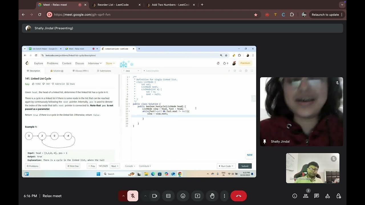 LeetCode 141 linkedlist cycle - YouTube