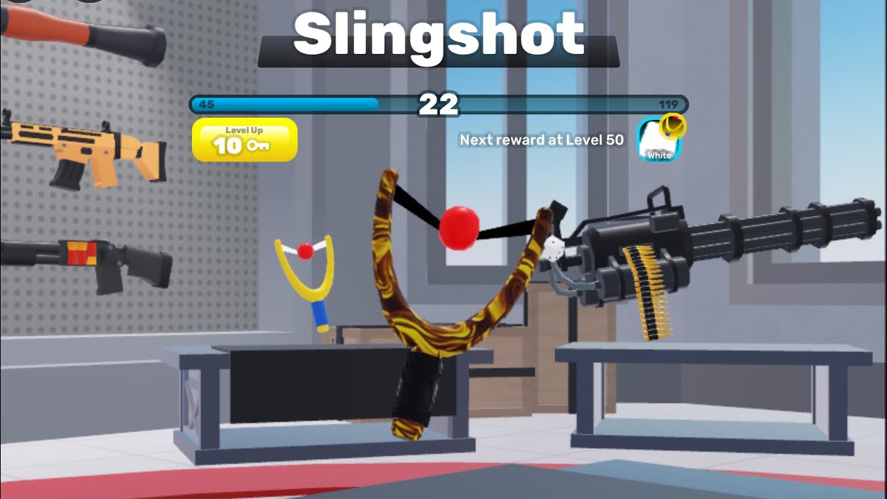 Trying to win two rounds with only using slingshot in Roblox rivals ...