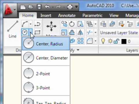 Comando Circle (Círculo) AutoCAD 2010 - YouTube