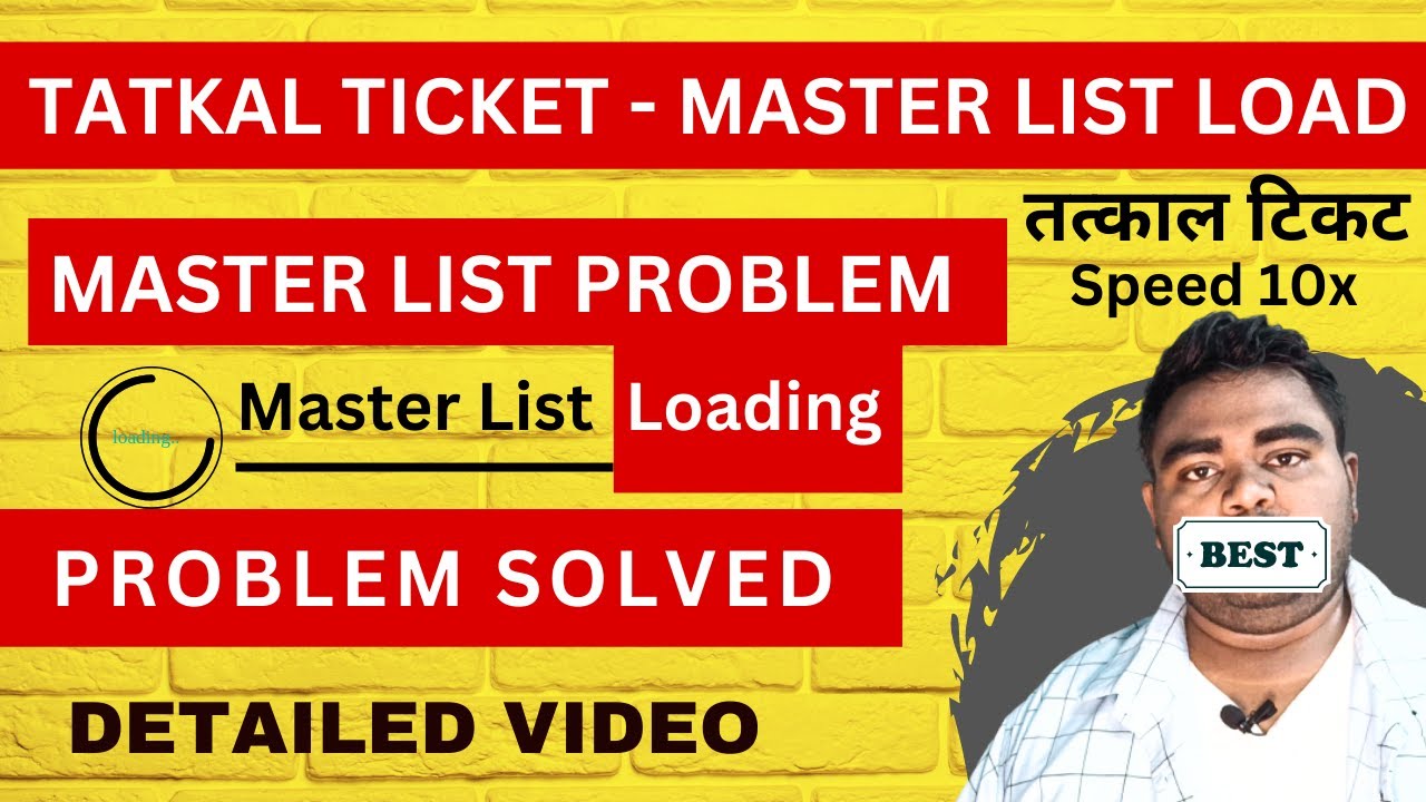 Master list loading - Tatkal ticket booking - How to book tatkal ticket ...